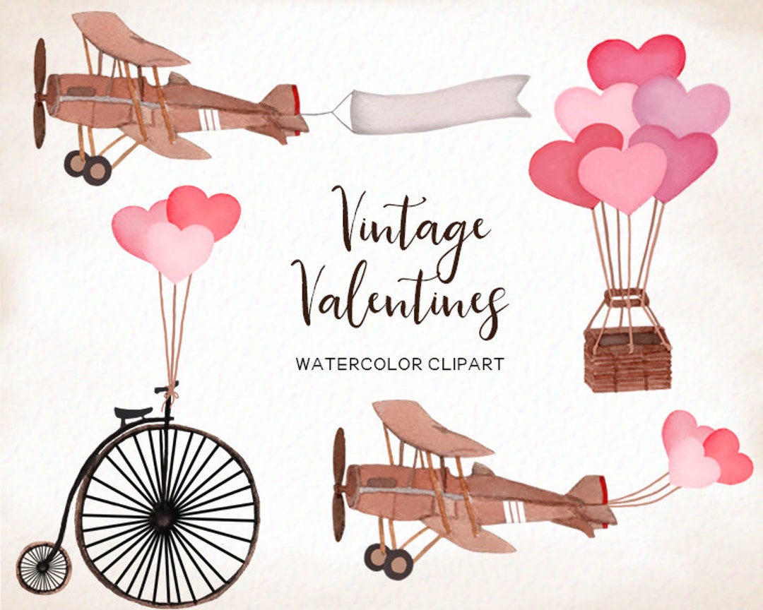 Vintage Vehicles Clipart - Valentines Clipart- Vintage Plane Biplane ...