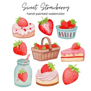 Strawberry Clipart - Watercolor Strawberries - Dessert Clip Art ...