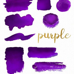 Purple and Gold Watercolor - Purple Brush Strokes - Splotches ...