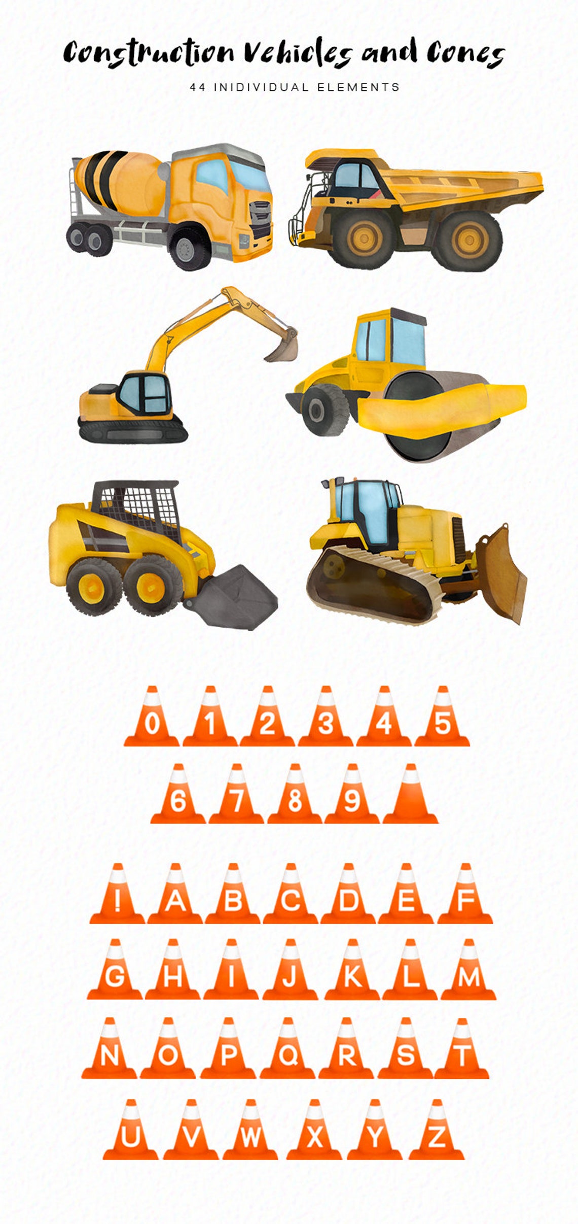Construction Clipart Construction Vehicle Clipart Digger | Etsy