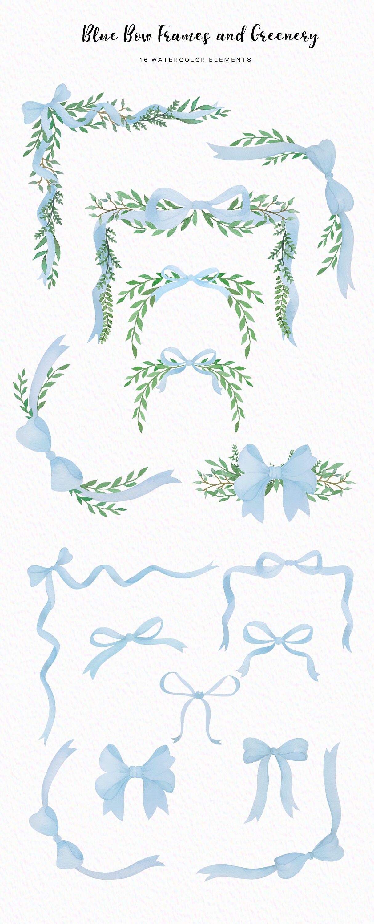 Blue Watercolor Bows Bow Frames Clipart Christmas Bow - Etsy