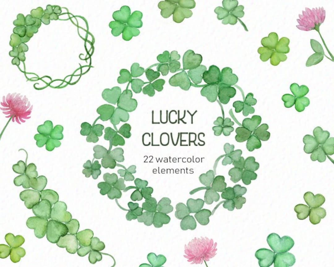 Watercolor Clover Clipart – St Patricks Greenery, Lucky Charms (digital ...