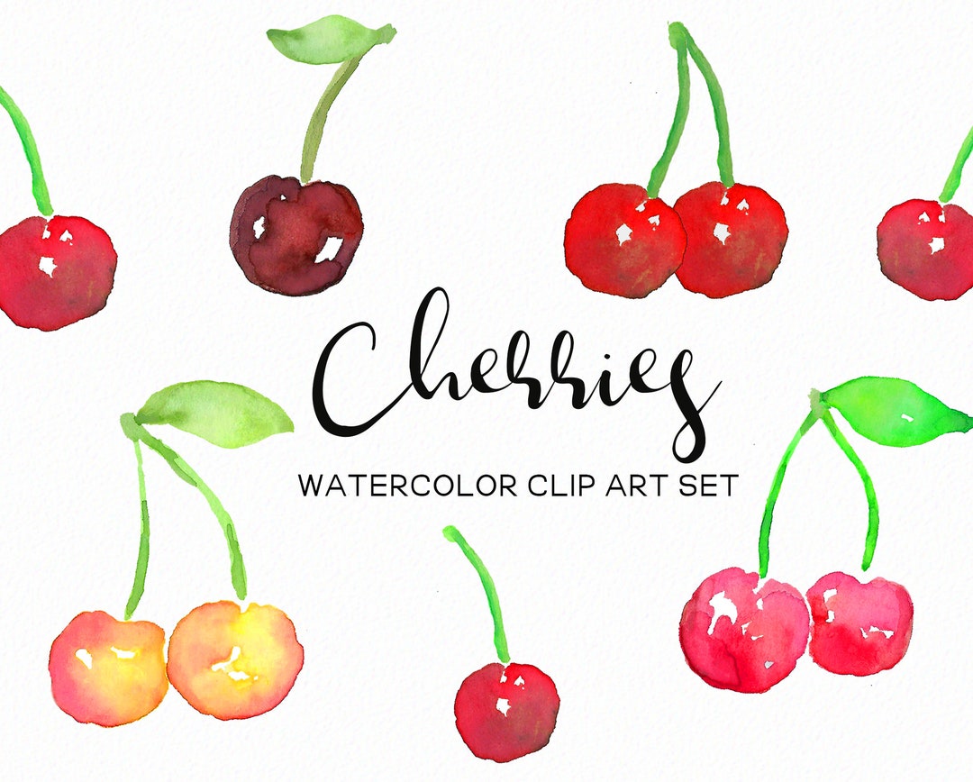 Watercolor Cherries Food Clip Art Fruit Clip Art Cherries Summer Clip ...