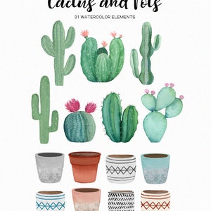 Watercolor Cactus Succulent Clipart Watercolor Succulents cactii ...