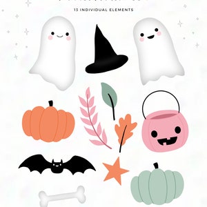 Handpainted Halloween Clipart - Spooky Clipart - Haunted - Pastel ...