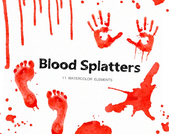 Blood Splatter Clipart Bundle | 6 PNG | Horror Themed Bloody Digital ...