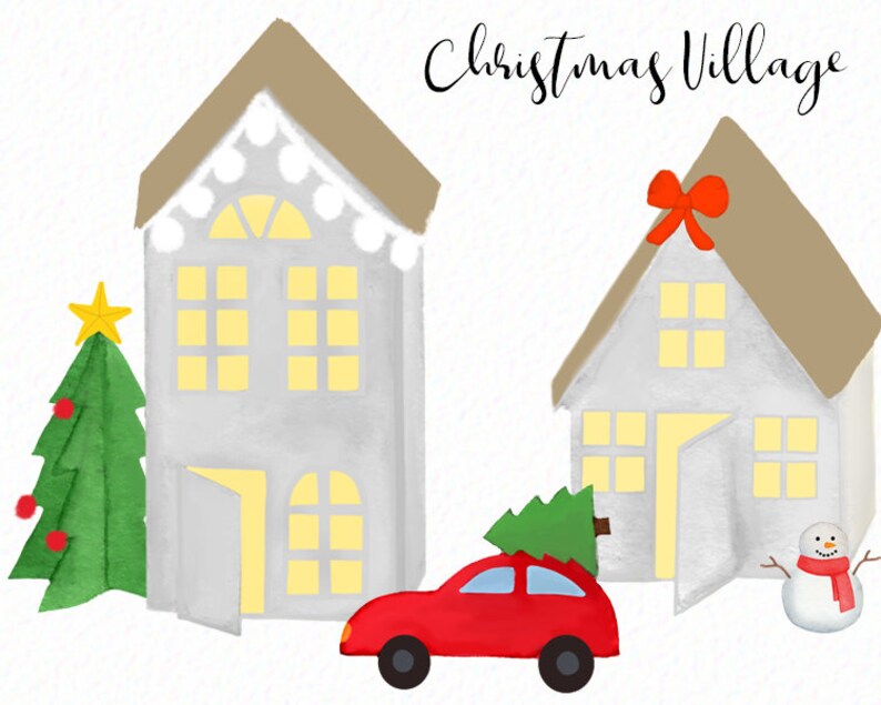 Christmas Village Clipart Winter Clipart Christmas Houses - Etsy