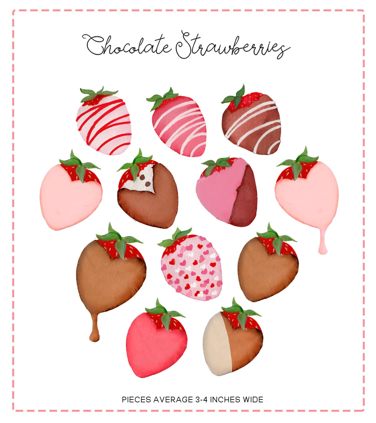 Valentine's Clip Art Chocolate Strawberry Clipart - Etsy