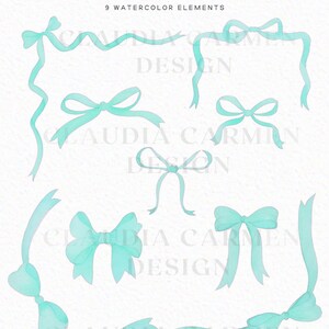 Handpainted Teal Bow Clipart | Bow Frames Clipart | Watercolor Bows ...