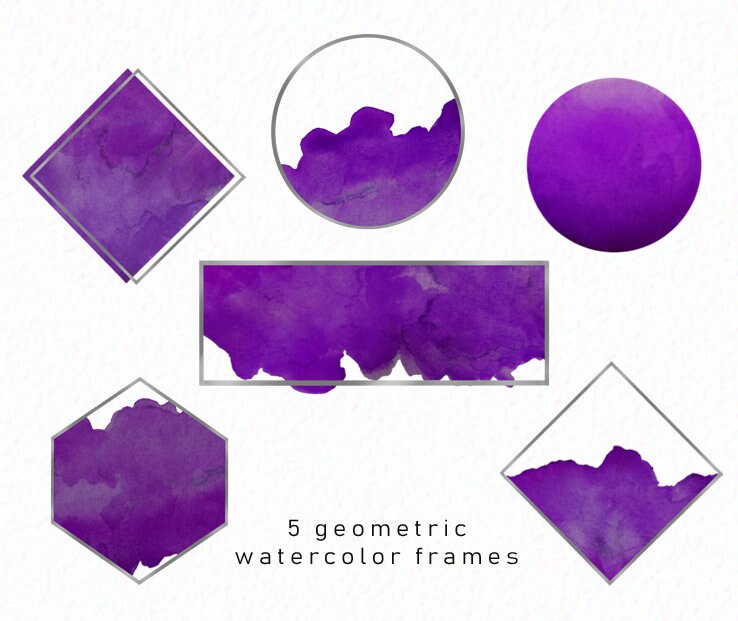Handpainted Royal Purple and Silver Watercolor - Purple Brush Strokes ...