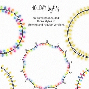 Handpainted Christmas Lights Clipart – Holiday String Lights (digital ...
