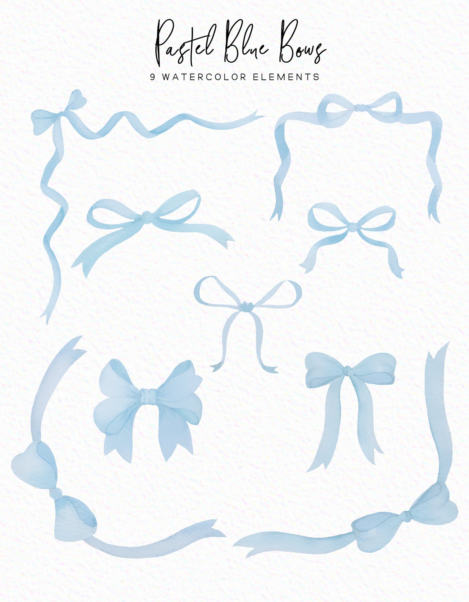 Pastel Blue Watercolor Bows Bow Frames Clipart Watercolor - Etsy