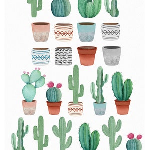 Watercolor Cactus Succulent Clipart Watercolor Succulents cactii ...
