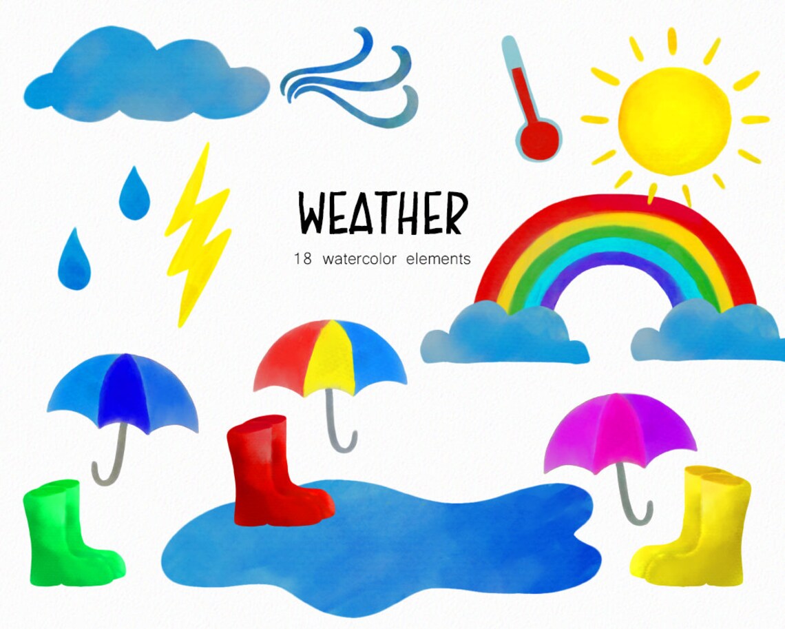 Watercolor Weather Rainboot Clip Art Spring Clip Art - Etsy