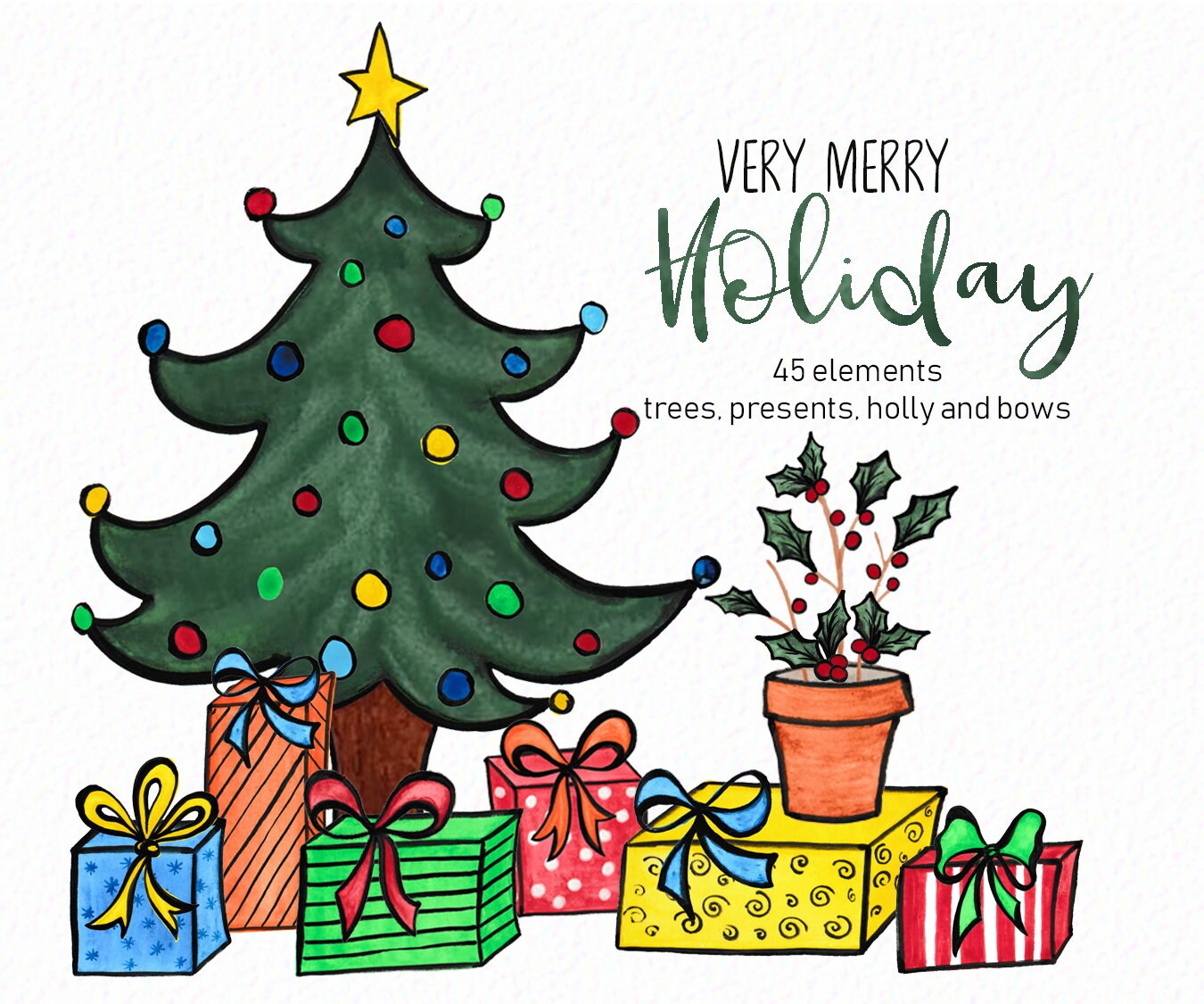 Christmas Tree Clipart Winter Clipart Christmas Clipart | Etsy