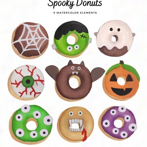 Halloween Donuts Clipart Watercolor Baking Clipart Halloween Clipart ...