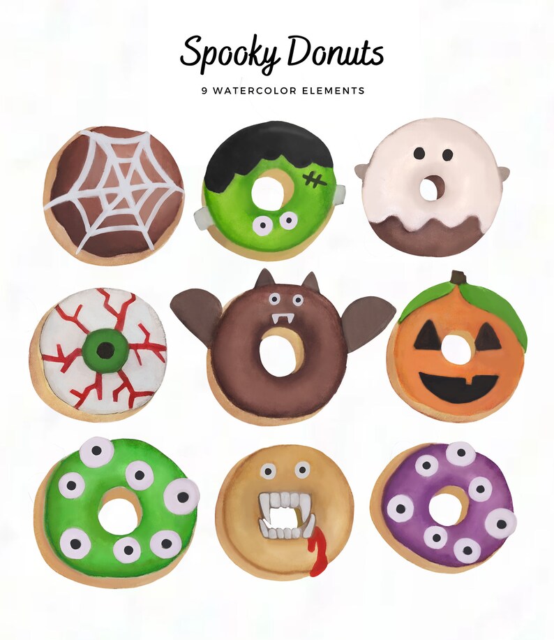 Halloween Donuts Clipart Watercolor Baking Clipart - Etsy