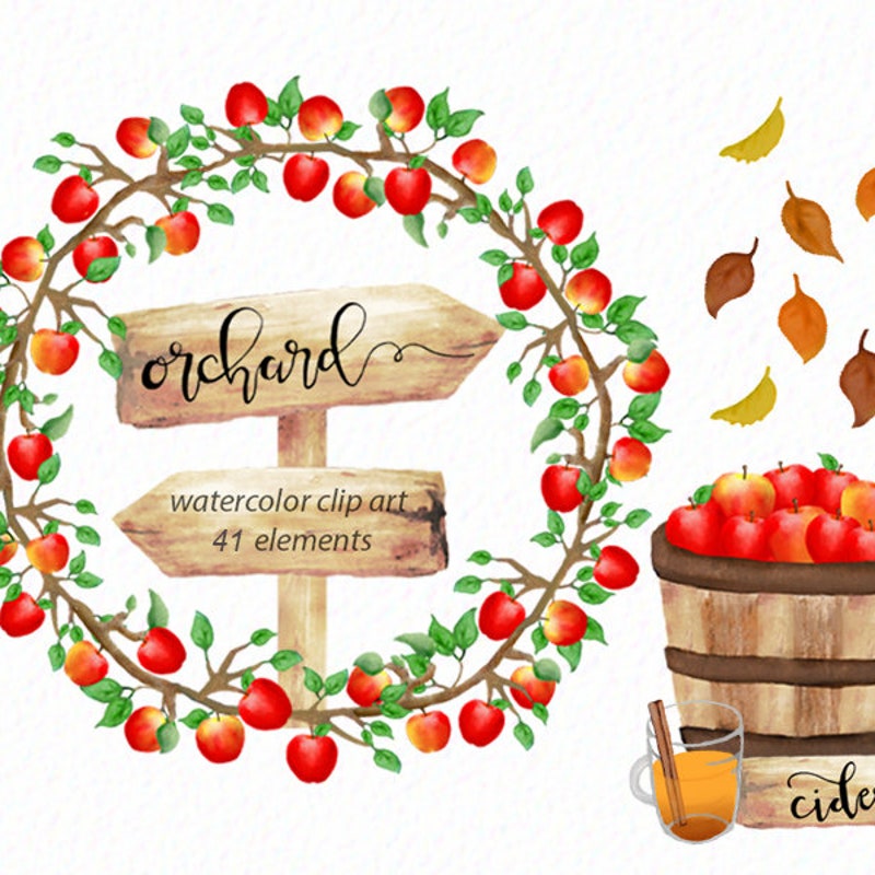 Apple Clipart - Etsy