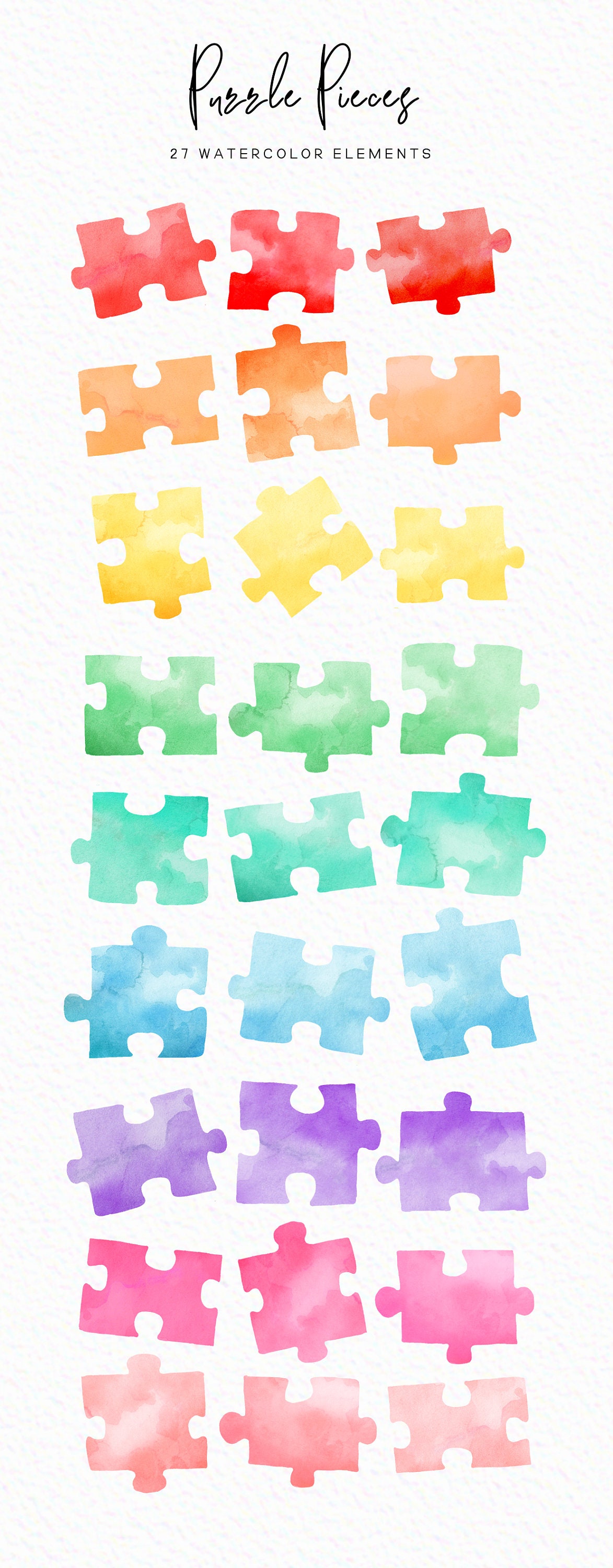 Watercolor Puzzle Pieces Puzzle Clipart Watercolor Games - Etsy Ireland