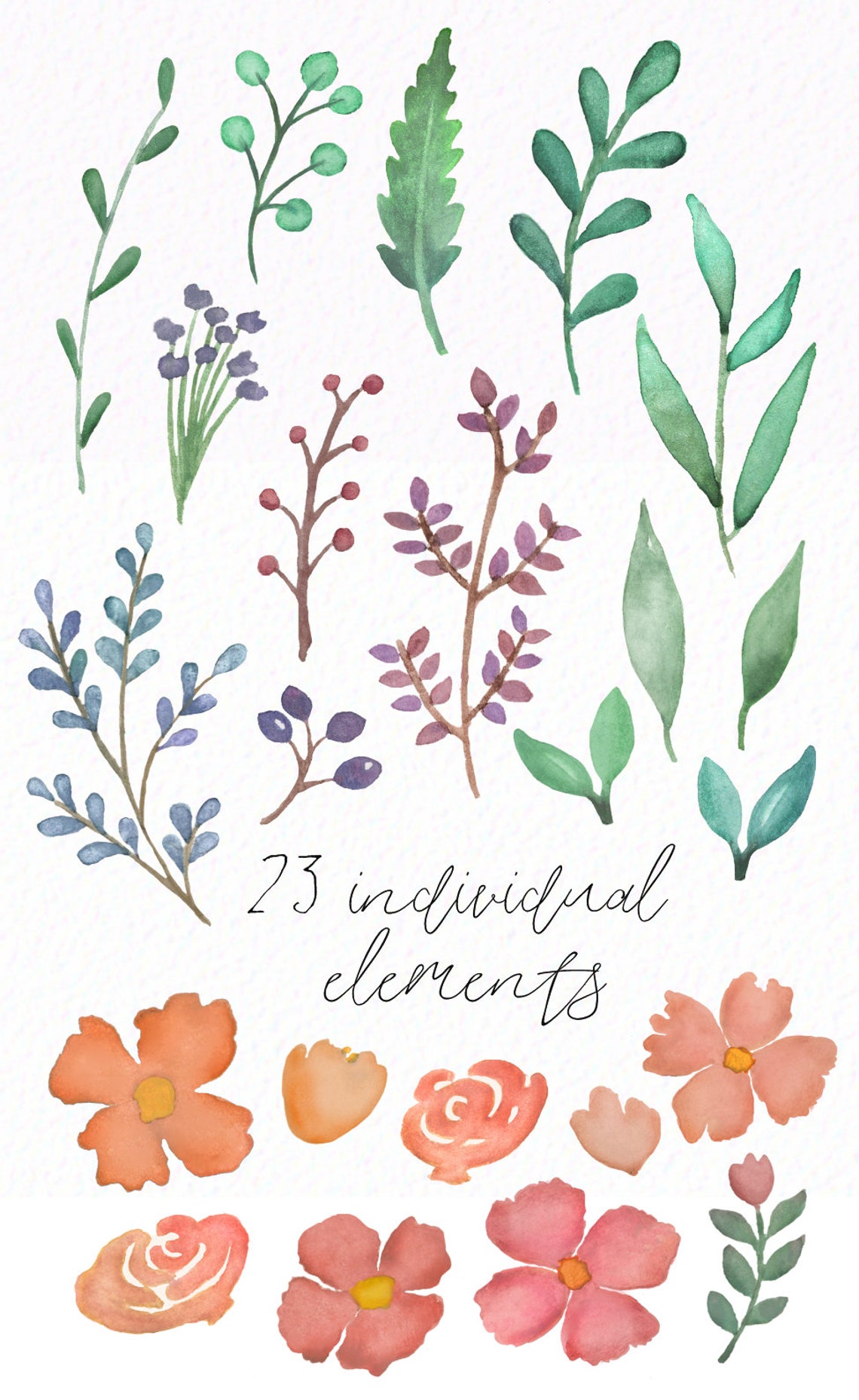 Watercolor Florals - Floral Clipart - Watercolor Florals - Pastel ...
