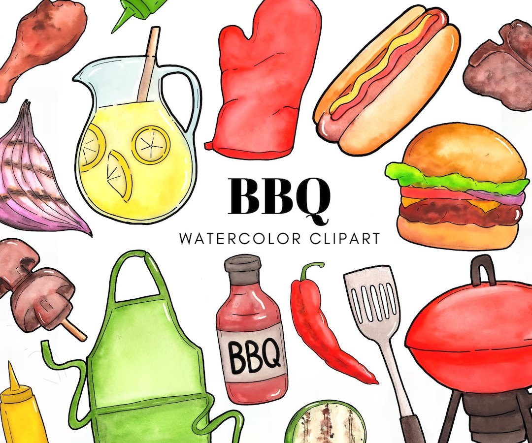 BBQ Clipart Watercolor Summer Barbeque, Cookout Clipart Food Clipart ...