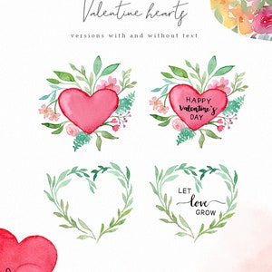 Valentines Clipart Watercolor Hearts Watercolor Florals Heart Clip Art ...