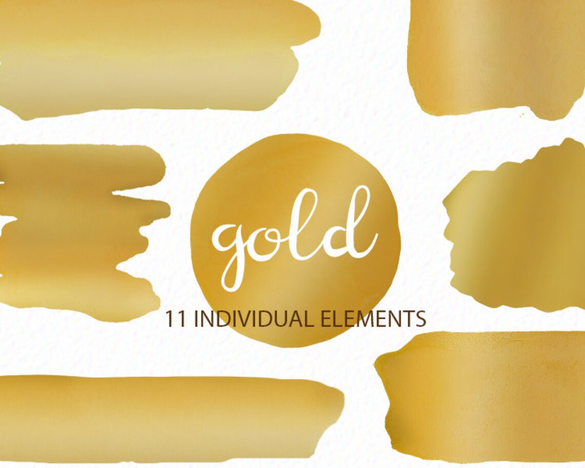 Gold watercolor clip art Watercolor splashes logo clipart | Etsy