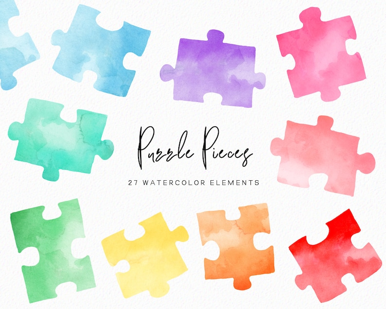 Watercolor Puzzle Pieces Puzzle Clipart Watercolor Games - Etsy Ireland