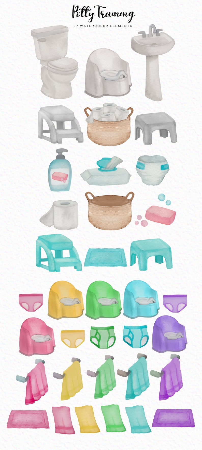 Potty Training Clip Art Watercolor Potty Training Clipart - Etsy
