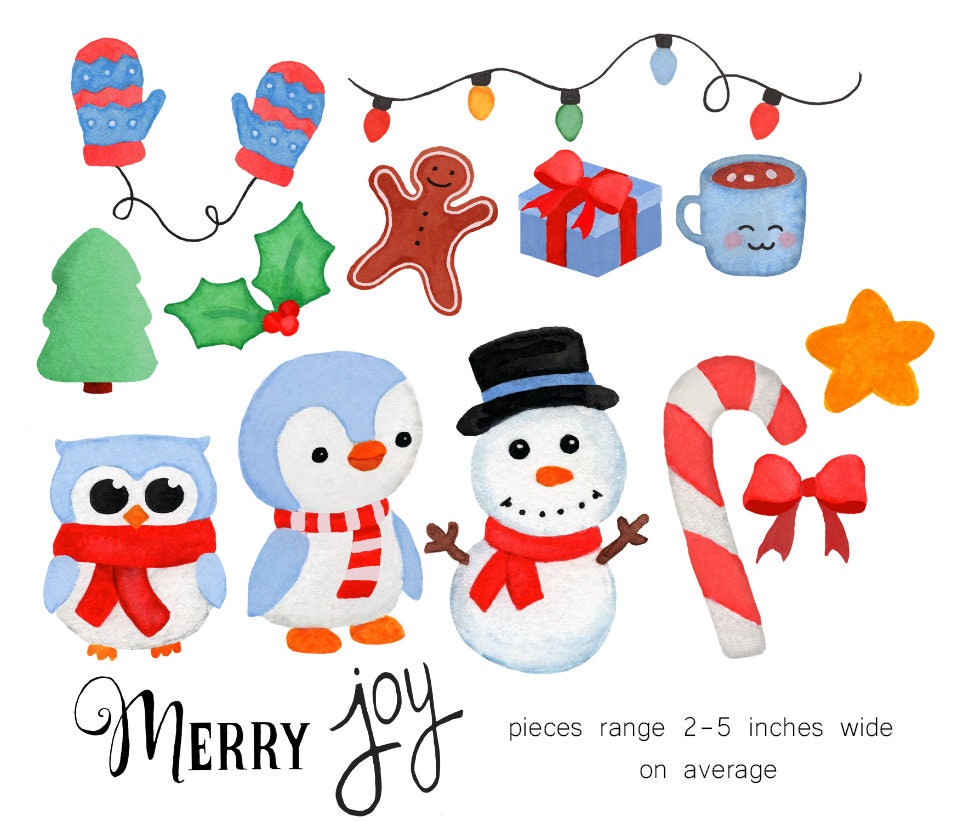 Handpainted - Winter Clipart - Christmas Clipart - Holiday Clipart ...