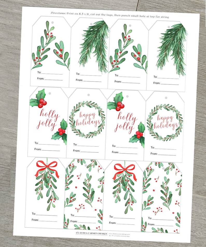 Printable Holly Jolly Gift Tags Digital Christmas Gift Tags - Etsy