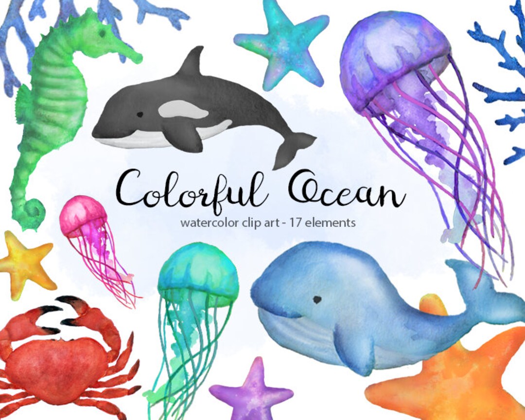 Colorful Ocean Ocean Clipart Watercolor Ocean Clipart Sea Clip Art ...
