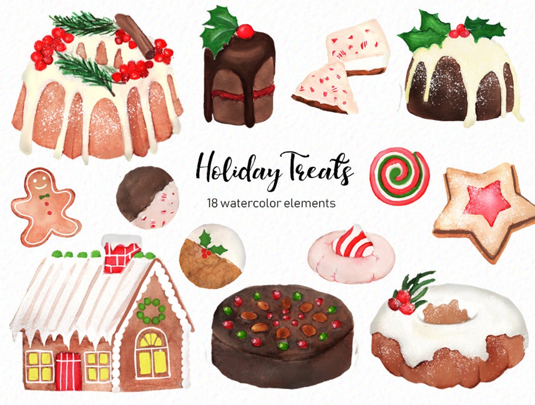 Christmas Dessert Clipart Christmas Cookie Clipart Cake Clipart Holiday ...
