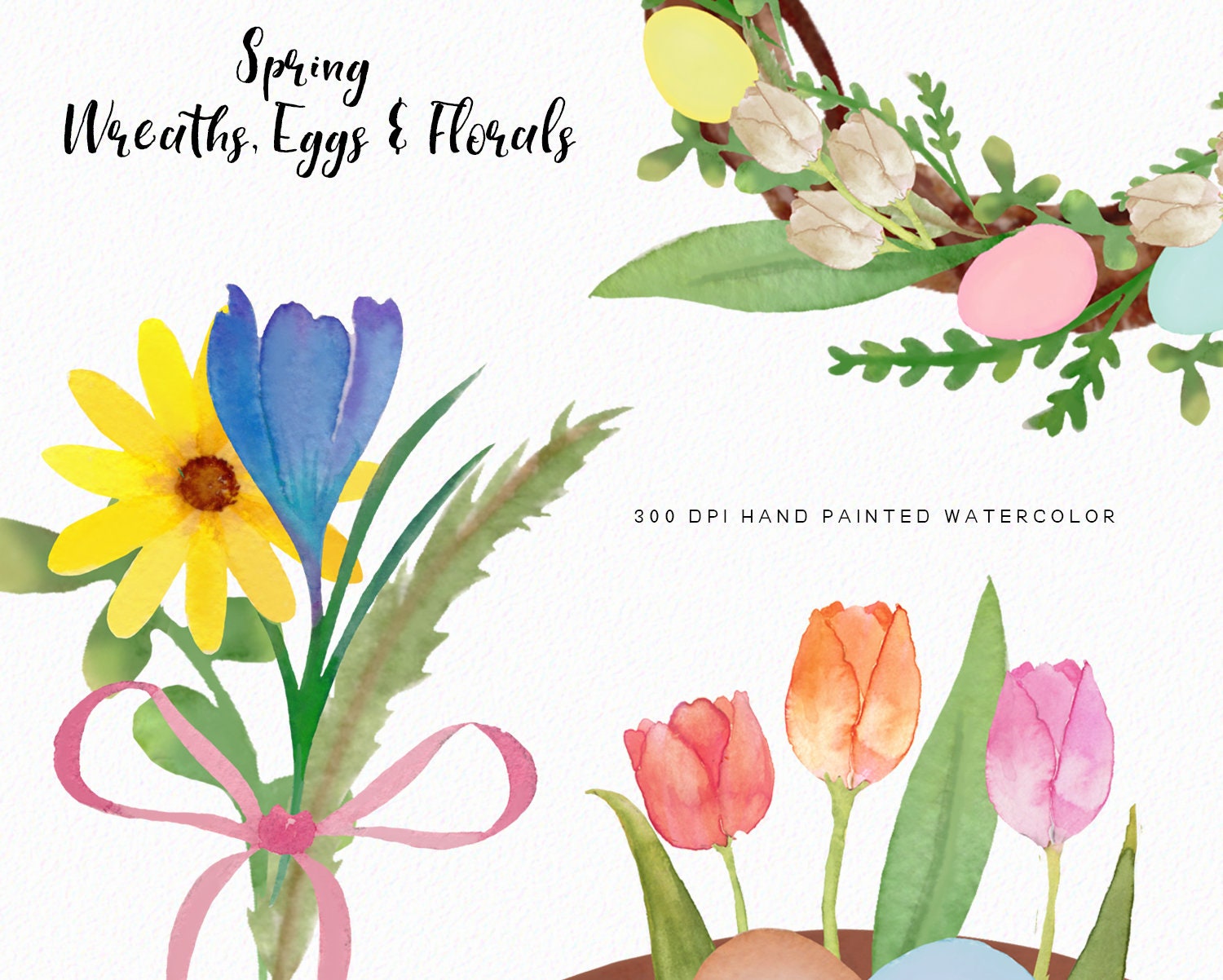 Spring Clip Art Easter Clipart Wreath Clipart Easter - Etsy