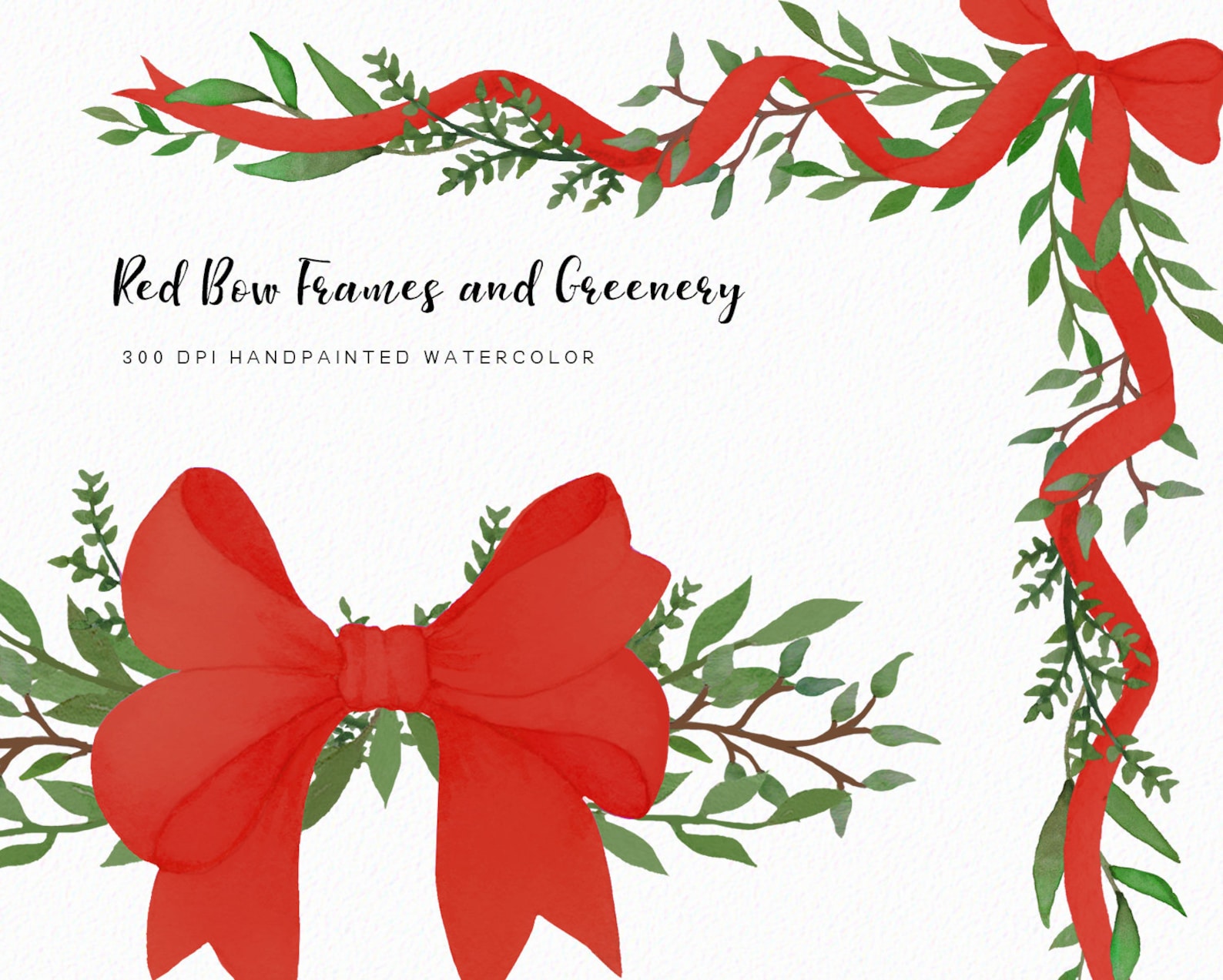 Red Watercolor Bows Bow Frames Clipart Christmas Bow - Etsy