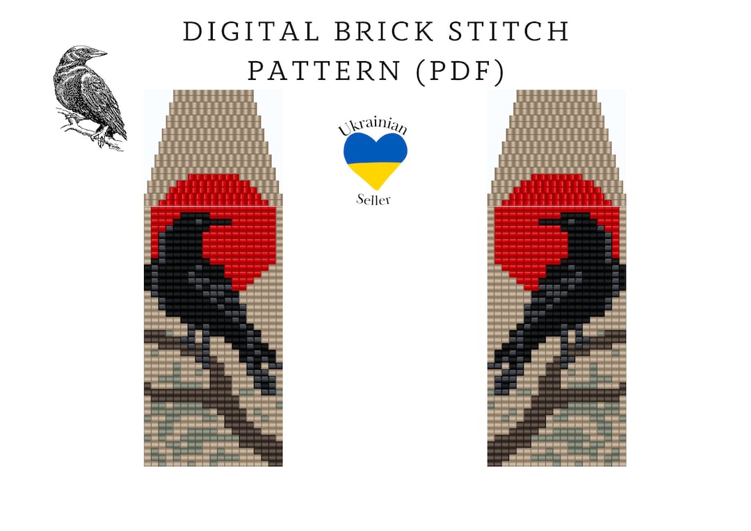 Moon Raven Bead Earrings Pattern Pdf|brick Stitch Seed Bead Digital ...