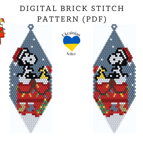 Brick Stitch Christmas Gnome Earrings Pattern Seed Bead Fringe - Etsy