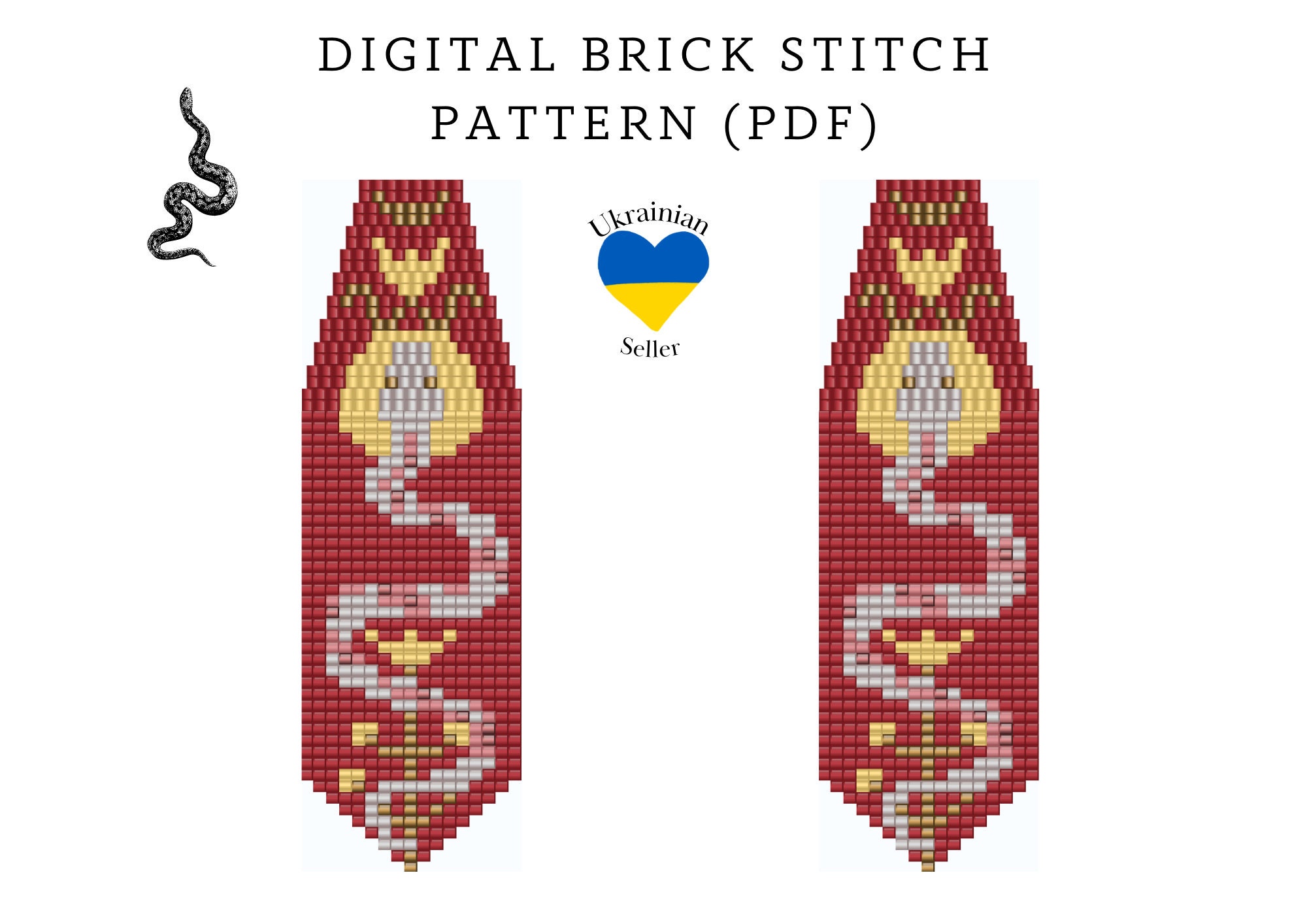 Sun Snake Bead Earrings Pattern Pdffolk Brick Stitch Seed - Etsy