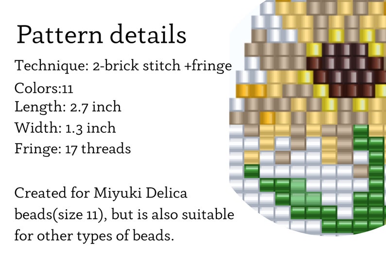 Sunflower Bead Earrings Pattern Pdf|brick Stitch Seed Bead Digital ...