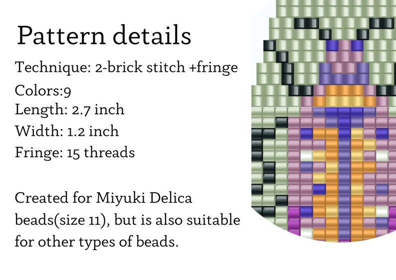 Beetle Bead Earrings Pattern Pdfbrick Stitch Seed Bead - Etsy