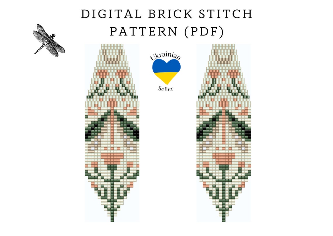 Dragonfly Bead Earrings Pattern Pdfflower Brick Stitch Seed - Etsy