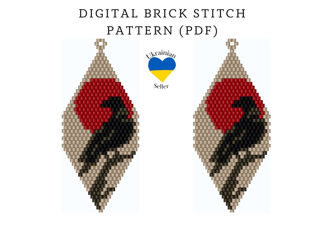 Raven Bead Earrings Pattern Pdf|brick Stitch Seed Bead Digital Pattern ...