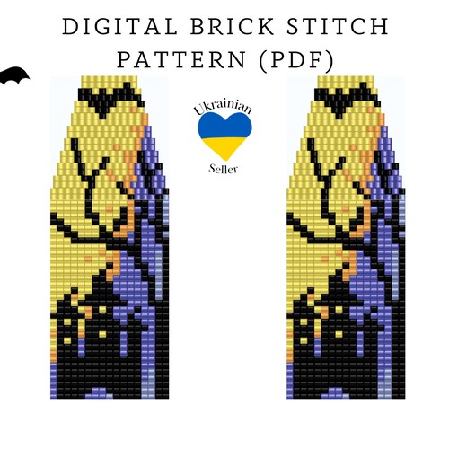 Halloween Coffin Bat Pattern Seed Bead Earring Pattern Brick - Etsy