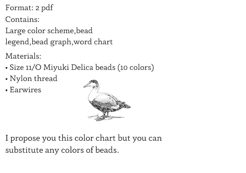 Easter Goose Bead Earrings Pattern Pdf|duck Brick Stitch Seed Bead ...