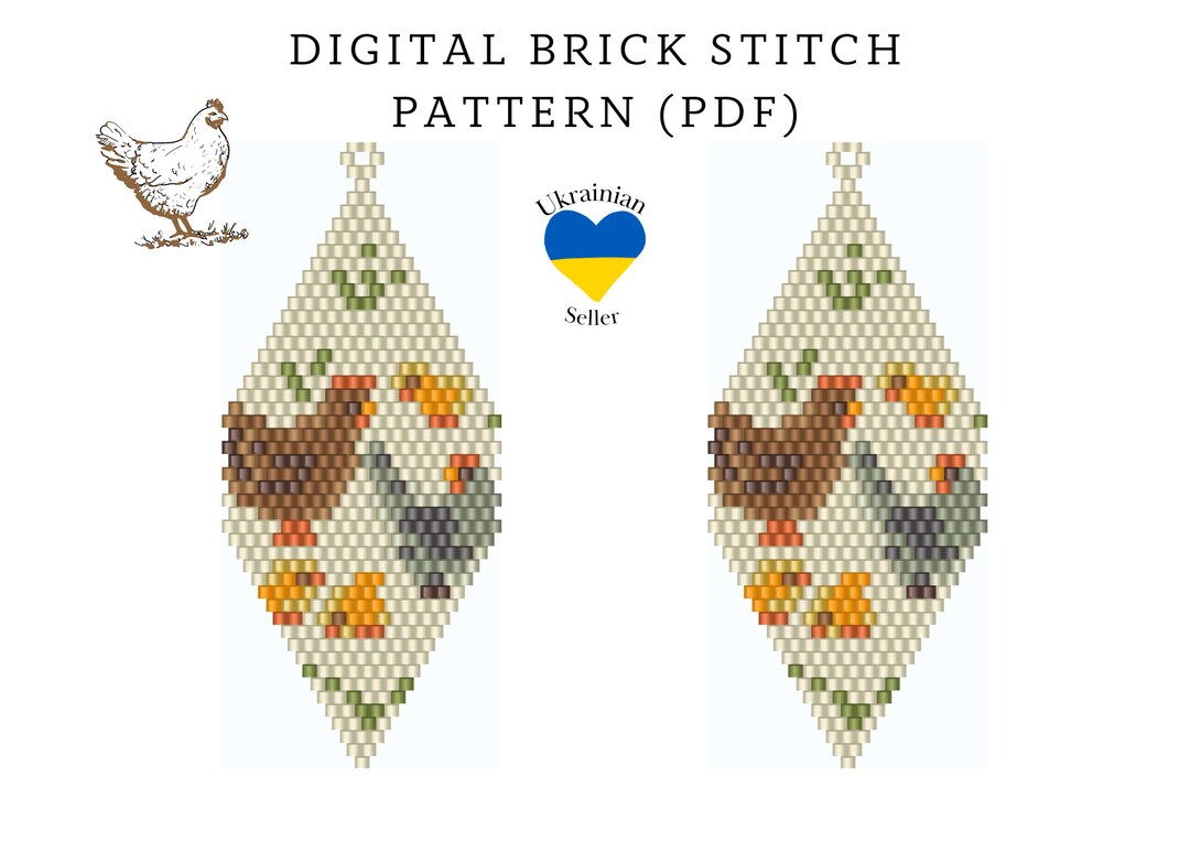 Spring Chicken Bead Earrings Pattern Pdf|chick Brick Stitch Seed Bead ...