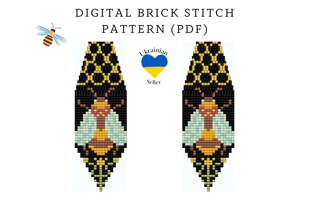 Bumblebee Bead Earrings Pattern Pdf|brick Stitch Seed Bead Digital Pattern|boho Bead Earrings ...
