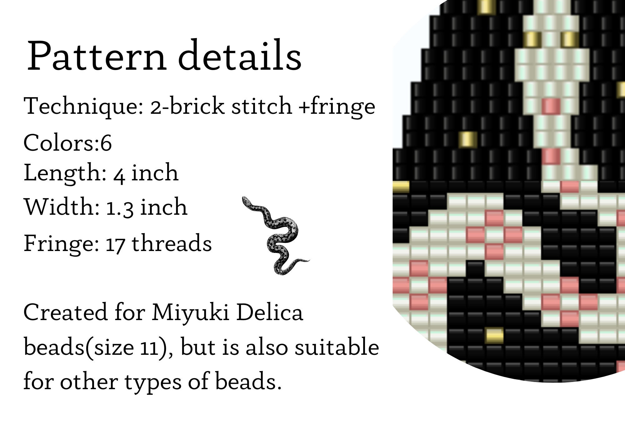 Flower Snake Bead Earrings Pattern Pdffolk Brick Stitch Seed - Etsy