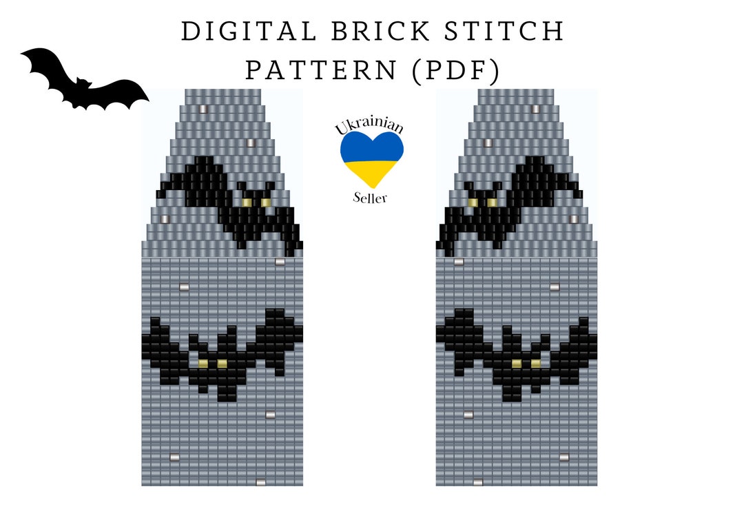 Bat Bead Earrings Pattern Pdfbrick Stitch Seed Bead Digital ...