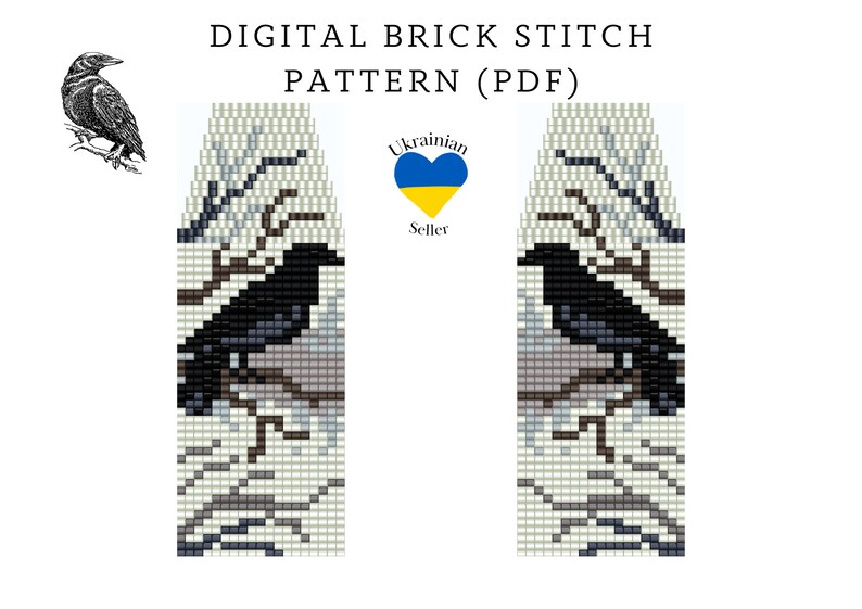 Branch Raven Bead Earrings Pattern Pdf|brick Stitch Seed Bead Digital ...