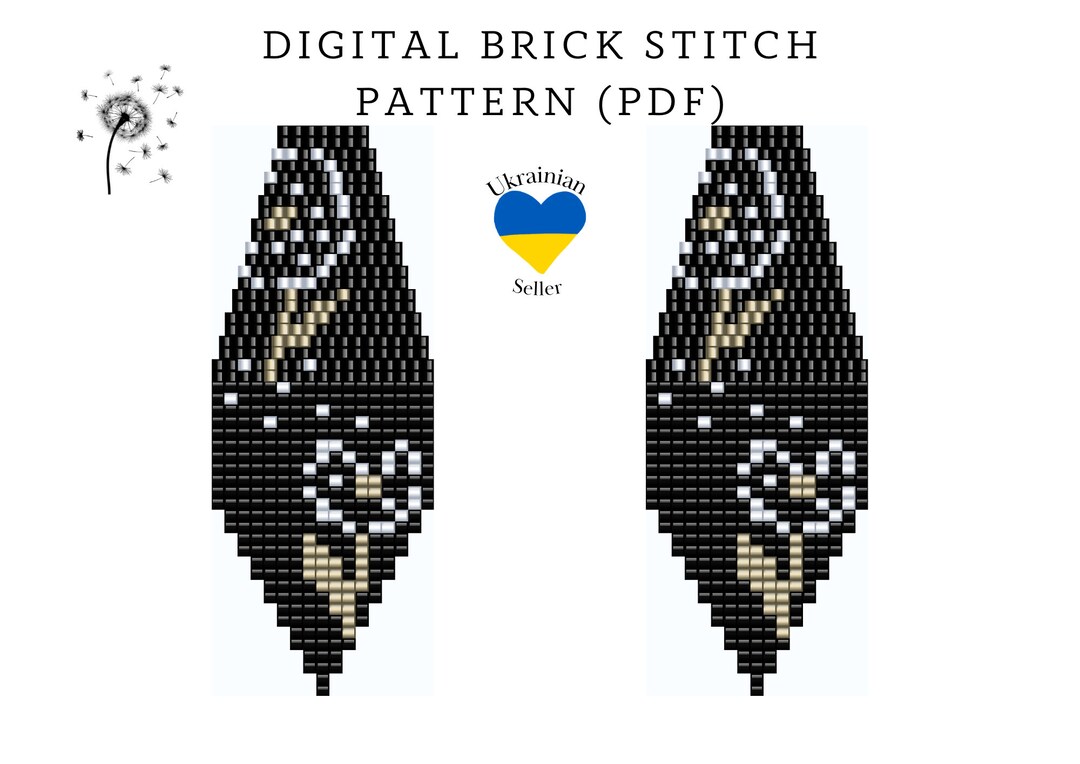 Dandelion Bead Earrings Pattern Pdf|flower Brick Stitch Seed Bead ...